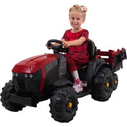 Actionbikes Motors Elektro-Kindertraktor mit Anh&auml;nger, Staufach, Schaufel, Fernbedienung, 90 W, Bremsautomatik, TD925 (Rot/Schwarz)