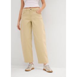 bonprix Barrel-Hose aus elastischem Baumwoll-Mix, beige, Gr.48, L&auml;ssige Barrel-Hose mit mittelhohem Bund, 98% Baumwolle