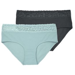 Gina Benotti 2 Damen Pantys mit Spitzenbund
