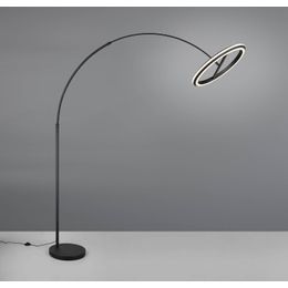 Trio LED-Bogen-Stehlampe Amador, schwarz, H&ouml;he 205 cm Metall