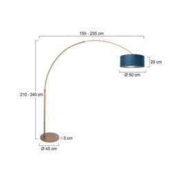 Steinhauer Bogen-Stehlampe Sparkled Light bronze/blau, 240 cm, Velours
