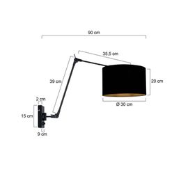 Steinhauer Wandlampe Prestige Chic schwarz/schwarz-gold Ausladung 90 cm
