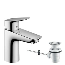 Hansgrohe Logis 100 Waschtisch Armatur 71100000 chrom, Ablaufgarnitur, H&ouml;he 18,7 cm