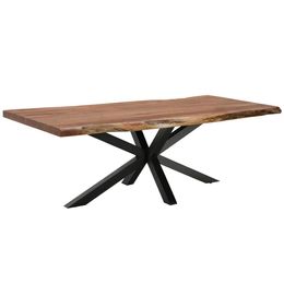 Landscape Couchtisch, Schwarz, Akazie, Holz, Metall, Akazie, massiv, rechteckig, X-Form, 75x45x125 cm, Wohnzimmer, Wohnzimmertische, Couchtische, Couchtische Metall