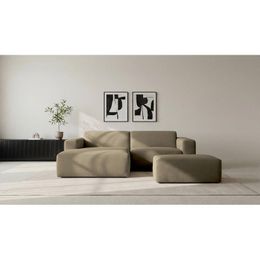 Inosign Ecksofa &raquo;Koa,228cm, L-Form, Modulsofa, Webstoff, Cord, Struktur, Chenille&laquo; Designsofa, Set, Hocker inklusive, weicher Lounge-Sitzkomfort braun