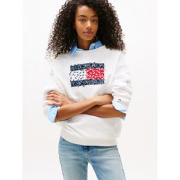 Tommy Jeans Damen Sweatshirt &raquo;TJW RLX FLORAL FLAG CREW&laquo;, mit Blumenprint und Logo Flag beige XS (34)