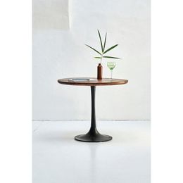 Sit Beistelltisch &raquo;T-MODERN COUCH TABLE MEDIUM&laquo; mit eingelassenem Sit Button braun Tischplatte Mangoholz, Gestell Eisen