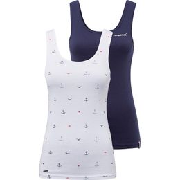 Kangaroos Damen Kangaroos Ripptanktop 2-er Pack, im Doppelpack - 1x uni + 1x bedruckt blau 32/34