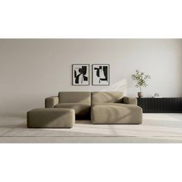 Inosign Ecksofa &raquo;Koa,228cm, L-Form, Modulsofa, Webstoff, Cord, Struktur, Chenille&laquo; Designsofa, Set, Hocker inklusive, weicher Lounge-Sitzkomfort braun