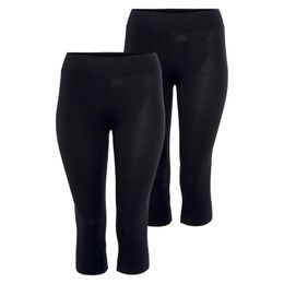 H.I.S. H.I.S Damen Caprileggings Angenehmer Baumwollmix im praktischen 2er-Pack in 3/4-L&auml;nge schwarz 52, N-Gr