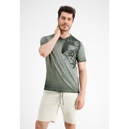 Lerros Herren Lerros V-Shirt &raquo;V-Neck T-Shirt mit floralem Print&laquo; gr&uuml;n S