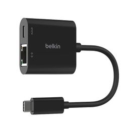 Belkin Netzwerk-Adapter &raquo;Connect USB-C zu Ethernet Adapter + 100 W Power Delivery&laquo; 10/100/1000 Mbit/s, PD 3.0 schwarz Kunststoff Kompatibel mit Mac, Windows,