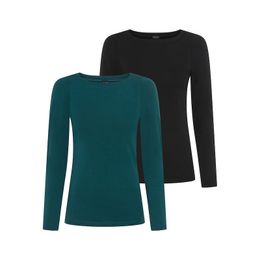 Laura Scott Damen Longsleeve 2er-Pack, Basic-Stil und Passform, mit U-Boot-Ausschnitt 32/34