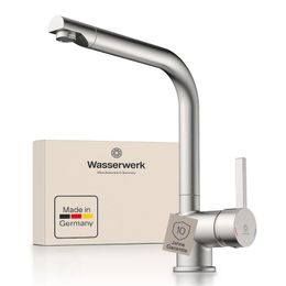 WASSERWERK Sp&uuml;ltischarmatur &raquo;WK 4, Wasserhahn, K&uuml;che, Einhebelmischer&laquo; 360&deg; schwenkbar, Cold-Start-Funkt., ger&auml;uscharm silber Sp&uuml;ltischarmatur