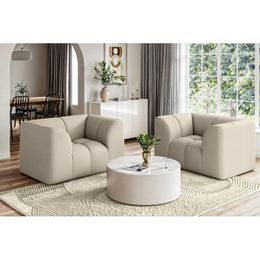 Home Affaire Sessel &raquo;TUURE Verl&auml;ssliche Qualit&auml;t, moderne Steppung, Breite 134cm&laquo; Bubble Optik, hoher Sitzkomfort, Wellenunterfederung beige 100% 