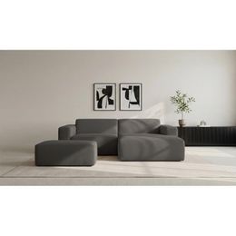 Inosign Ecksofa &raquo;Koa,228cm, L-Form, Modulsofa, Webstoff, Cord, Struktur, Chenille&laquo; Designsofa, Set, Hocker inklusive, weicher Lounge-Sitzkomfort grau 