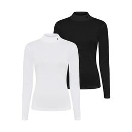 Bruno Banani Damen Rollkragenshirt 2er-Pack, perfektes Basic mit Rollkragen schwarz 36/38