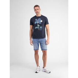 Lerros Herren Lerros T-Shirt &raquo;Rundhals T-Shirt f&uuml;r Herren mit Palmenprint&laquo; blau S
