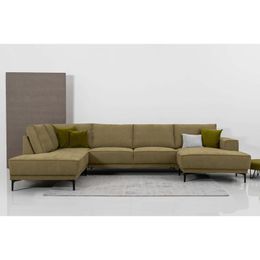 OTTO home Wohnlandschaft &raquo;XXL Sofa Oland, Struktur, Flachgewebe, Luxus-Microfaser, Boucle&laquo; U-Form, 345 cm, Wellenunterfederung, Skandi-Design, 