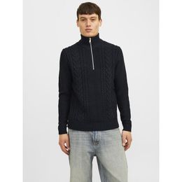 Jack & Jones Jack & Jones Herren Troyer &raquo;JJCRAIG KNIT HALF ZIP&laquo; mit Zopfmuster blau S