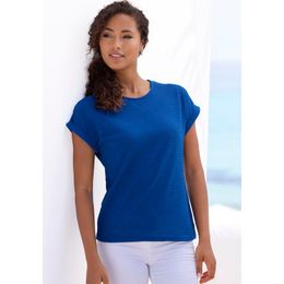Vivance Damen T-Shirt &raquo;mit modischer Struktur&laquo; aus b&uuml;gelfreier Qualit&auml;t mit Baumwolle blau 32/34