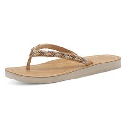Tamaris Damen Zehentrenner , Sommerschuh, Schlappen, Strandschuh in Flechtoptik beige 37