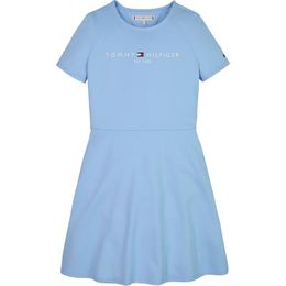 Tommy Hilfiger M&auml;dchen A-Linien-Kleid &raquo;PUNTO FIT & FLARE DRESS SS&laquo; Kinder bis 16 Jahre mit Logoschriftzug blau 16 (176), N-Gr