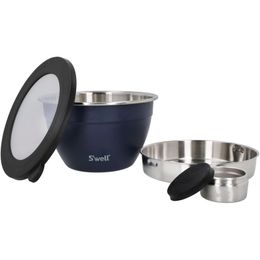 S'well Salatsch&uuml;ssel &raquo; Calacatta Gold Salad Bowl Kit, 1.9L&laquo; 3 Stk. aus Edelstahl Therma- -Technologie mit vakuumisolierten Au&szlig;enschale blau Edelstahl