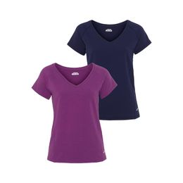 Fayn Sports Damen FAYN SPORTS Funktionsshirt &raquo;Double Pack Essential&laquo; 2er-Pack, Kurzarm, lockere Passform, unifarben, V-Ausschnitt bunt 40