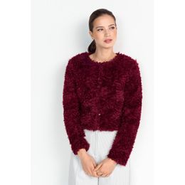Richroyal Damen RICHROYAL Fellimitatjacke ohne Kapuze Mit Rundhalsausschnitt rot L