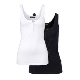 Melrose Damen Tanktop 2er-Pack, figurbetont, mit Knopfleiste schwarz-wei&szlig; 36