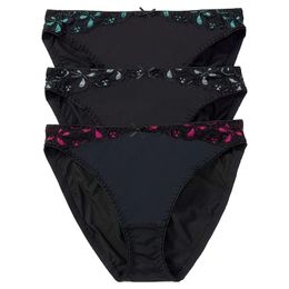bonprix Damen bonprix Slip &raquo;Slip mit Spitze (3er Pack)&laquo; Packung, 3 Stk. mit zweifarbigem Stickereieinsatz, mit zarter Spitze, 3er Pack schwarz 44/46 (