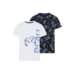 Kidsworld Jungen Kidsworld T-Shirt &raquo;2er Pack T-Shirts Gamer&laquo; Packung, 2, 2 tlg. Basic Passform, Rundhalsausschnitt, Allover-Druck, aus Baumwolle 116/