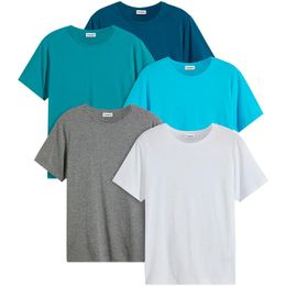 bonprix Herren bonprix T-Shirt &raquo;T-Shirt (5er Pack)&laquo; Packung, 5 Stk. Regular Fit, Kurzarm, f&uuml;r warme Tage, aus Baumwolle und Viskose wei&szlig; 48/50 (M)