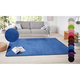 Hanse Home Teppich &raquo;Shashi&laquo; rechteckig 8,5 mm H&ouml;he Kurzflor, Unifarben, L&auml;ufer, weich, Esszimmer, Kinderzimmer, Flur blau Kunstfaser