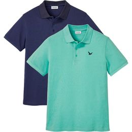bonprix Herren bonprix Poloshirt &raquo;Poloshirt (2er Pack) aus reiner Baumwolle&laquo; Packung, 2 Stk. Regular Fit, Kurzarm, aus Baumwolle, mit Polokragen gr&uuml;n 