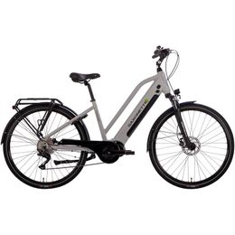 Saxonette Damen SAXONETTE &raquo;Premium Sport (Trapez)&laquo; 10 Gang Kettenschaltung Mittelmotor 250 W Pedelec, Elektrofahrrad f&uuml;r Damen silber