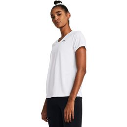 Under Armour Damen Trainingsshirt &raquo;TECH SSV- SOLID&laquo; normale Schnittform, gerader Rumpfabschluss, V-Ausschnitt wei&szlig; L