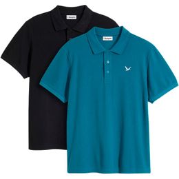 bonprix Herren bonprix Poloshirt &raquo;Poloshirt (2er Pack) aus reiner Baumwolle&laquo; Packung, 2 Stk. Regular Fit, Kurzarm, aus Baumwolle, mit Polokragen blau 