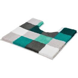 Kleine Wolke Badematte &raquo;Caro&laquo; H&ouml;he 25 mm rutschhemmend beschichtet fu&szlig;bodenheizungsgeeignet Badteppich, modernes Karo-Muster, Pastell-Farben, waschbar blau 