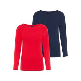 Laura Scott Damen Longsleeve 2er-Pack, Basic-Stil und Passform, mit U-Boot-Ausschnitt 32/34
