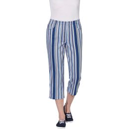 CR&Eacute;ATION L Damen Caprihose aus reiner Baumwolle jeansblau-gestreift Gr&ouml;&szlig;e 48