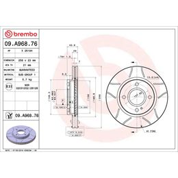 Brembo MAX LINE 09.A968.76 Bremsscheibe vorne rechts links innenbel&uuml;ftet 258mm f&uuml;r FORD USA ASIA & OCEANIA 2017682 1892668 8V511125AD