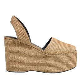 Alaia Sandaletten mit Absatz - Wedge Sandals - Gr. 38 (EU) - in Beige - f&uuml;r Damen