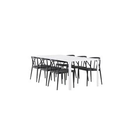 ebuy24 1 x Tisch 6 x St&uuml;hle Wei&szlig; 90 x 205 cm | Gr.: onesize
