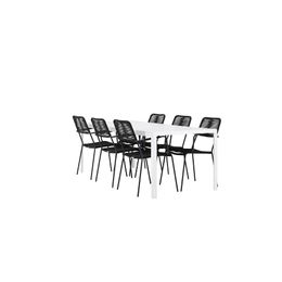 ebuy24 1 x Tisch 6 x St&uuml;hle Wei&szlig; 90 x 205 cm | Gr.: onesize