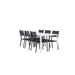 ebuy24 1 x Tisch 6 x St&uuml;hle Wei&szlig; 90 x 205 cm | Gr.: onesize