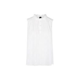 Marc Cain COLLECTIONS Top mit R&uuml;schen & Blumenstickerei in Wei&szlig; | Gr.: 42