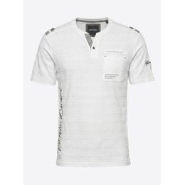 KOROSHI Henley cotton bedrucktes fancy t-shirt in wei&szlig; | Gr.: L