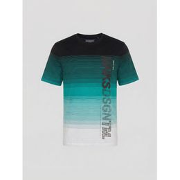 KOROSHI Crew baumwolle gestripte block t-shirt in grun | Gr.: L